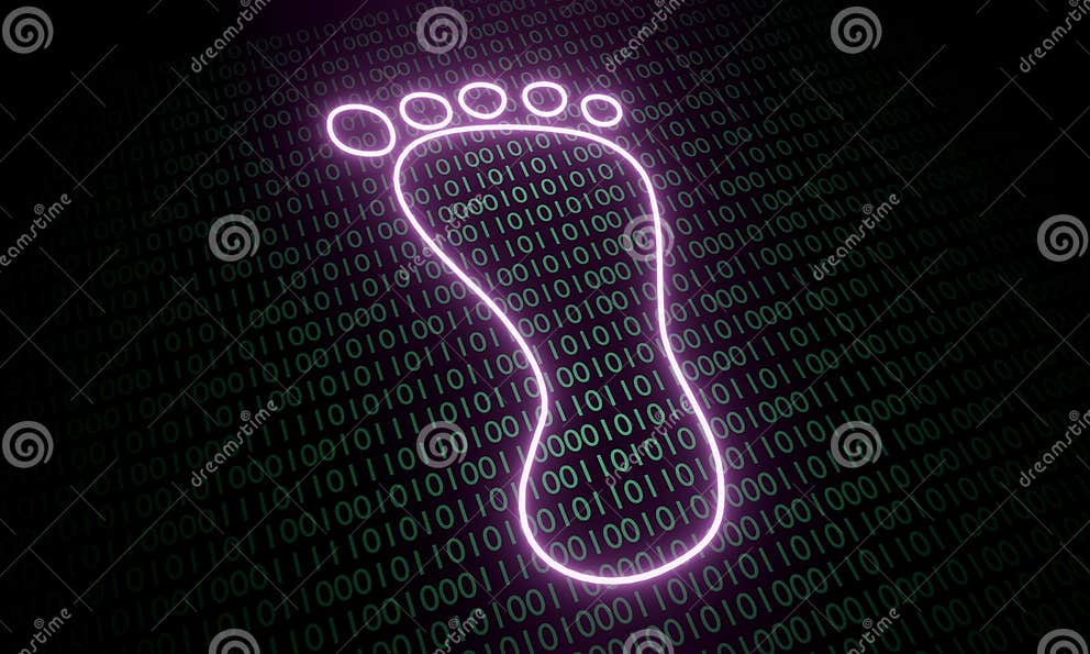 An Illustration of a Digital Footprint with Binary Numbers on the ...