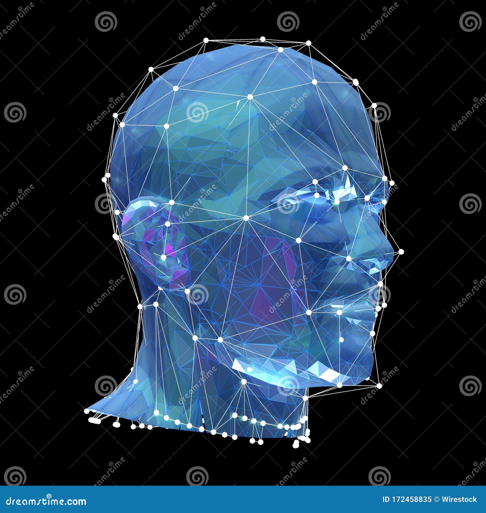 Illustration of a Digital Human Head on a Black Background Stock ...
