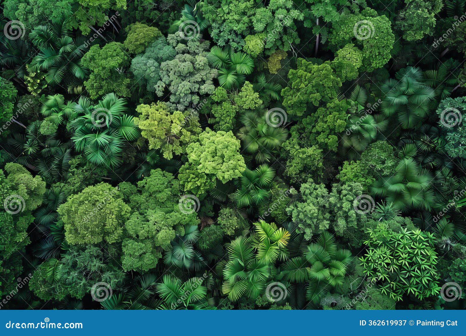 Digital Image of Aerial View of a Rainforest Canopy with Various Tree ...