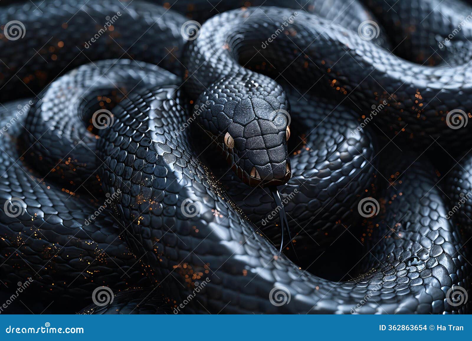 Black Snakes In A Gold Crown On Dark Background Royalty-Free Stock ...