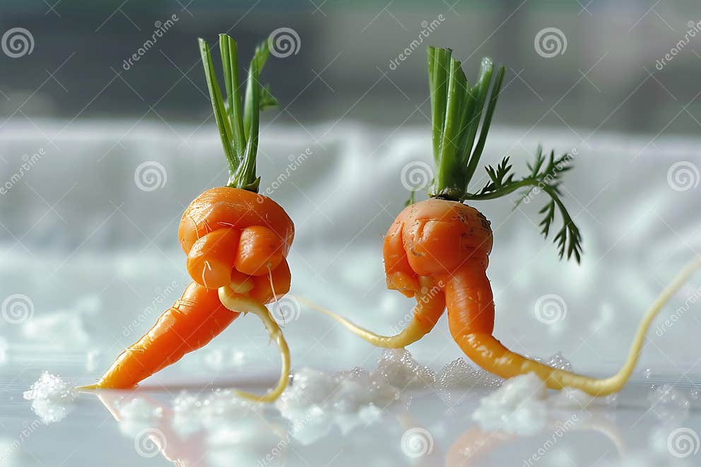 Digital Image of Two Carrots are Shown on a White Surface, High Quality ...