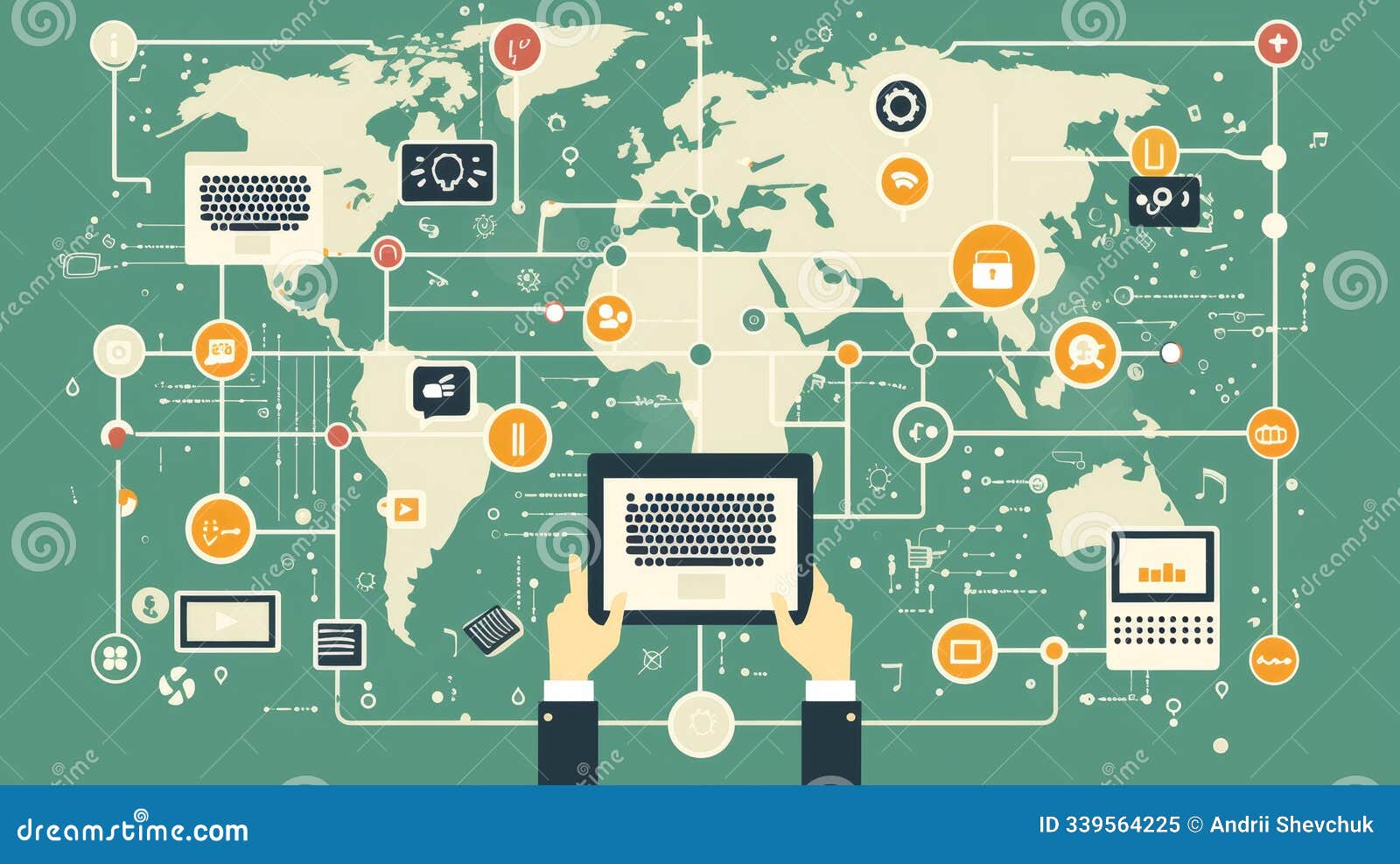 Global Digital Technology and Internet Network Concept Illustration ...