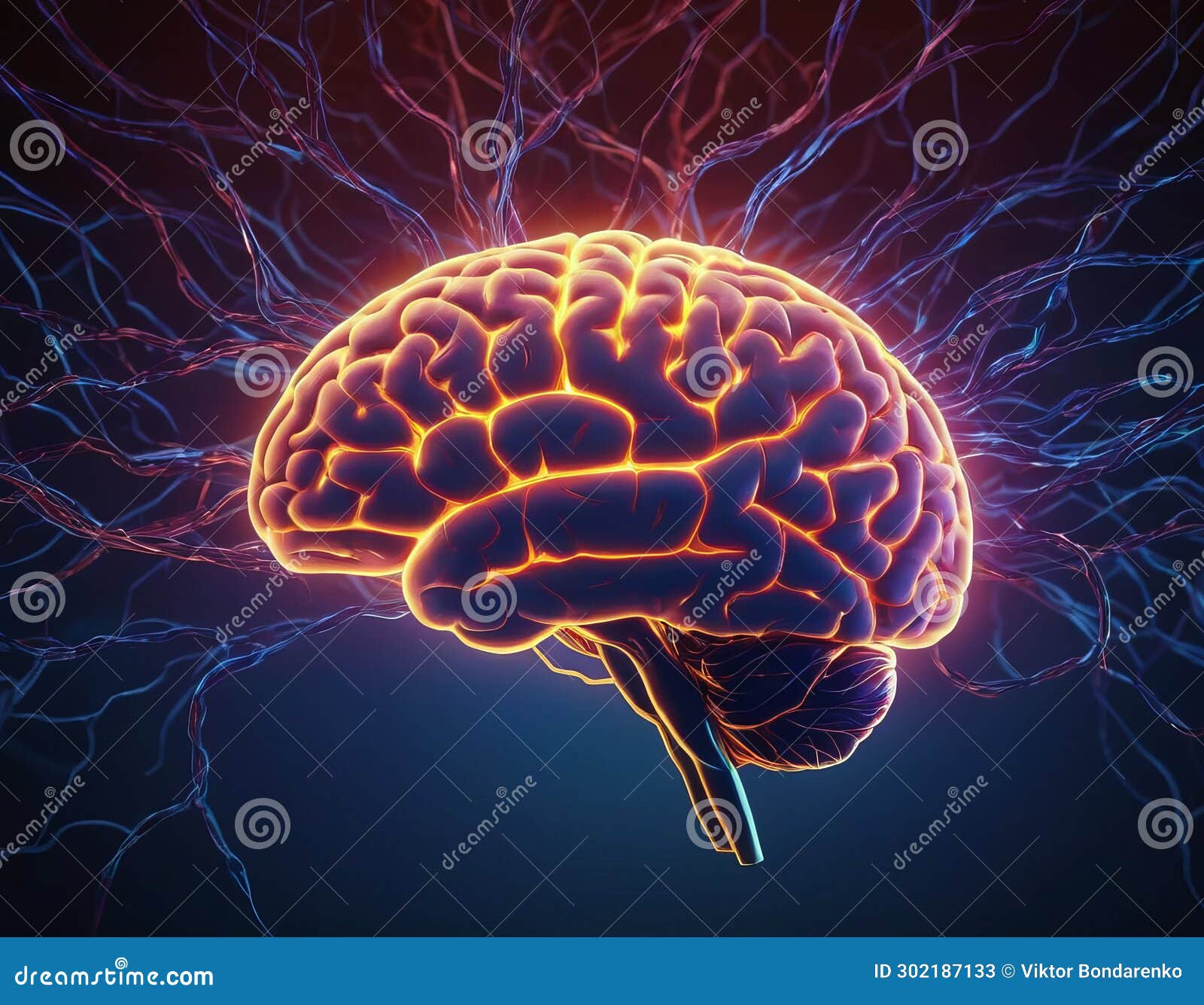 Illustration of Digital Neural Connections and Human Brain Silhouette ... Illustration of Digital Neural Connections and Human Brain Silhouette ...