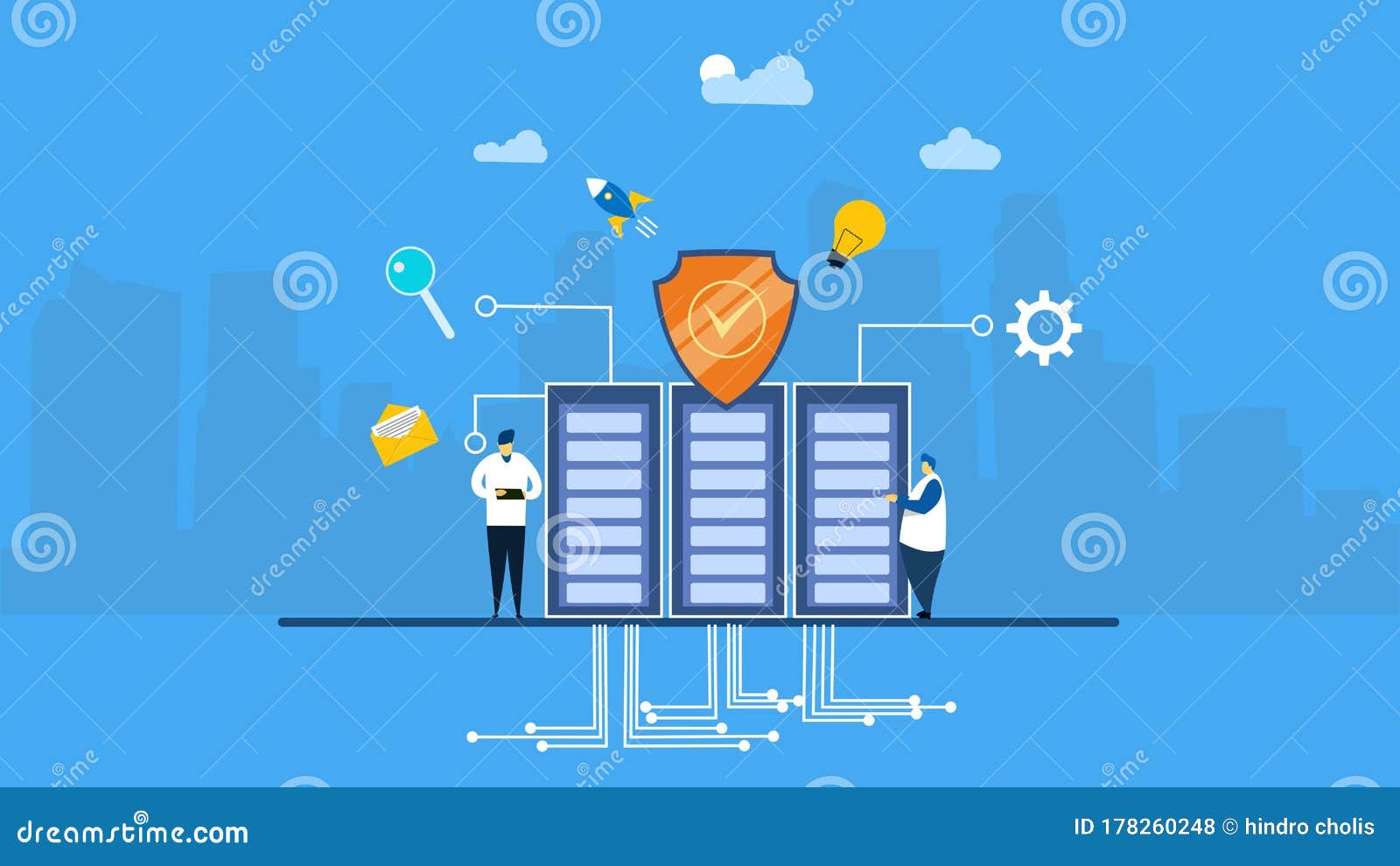 Illustration of Digital Protection Mechanism, System Privacy. Data ...
