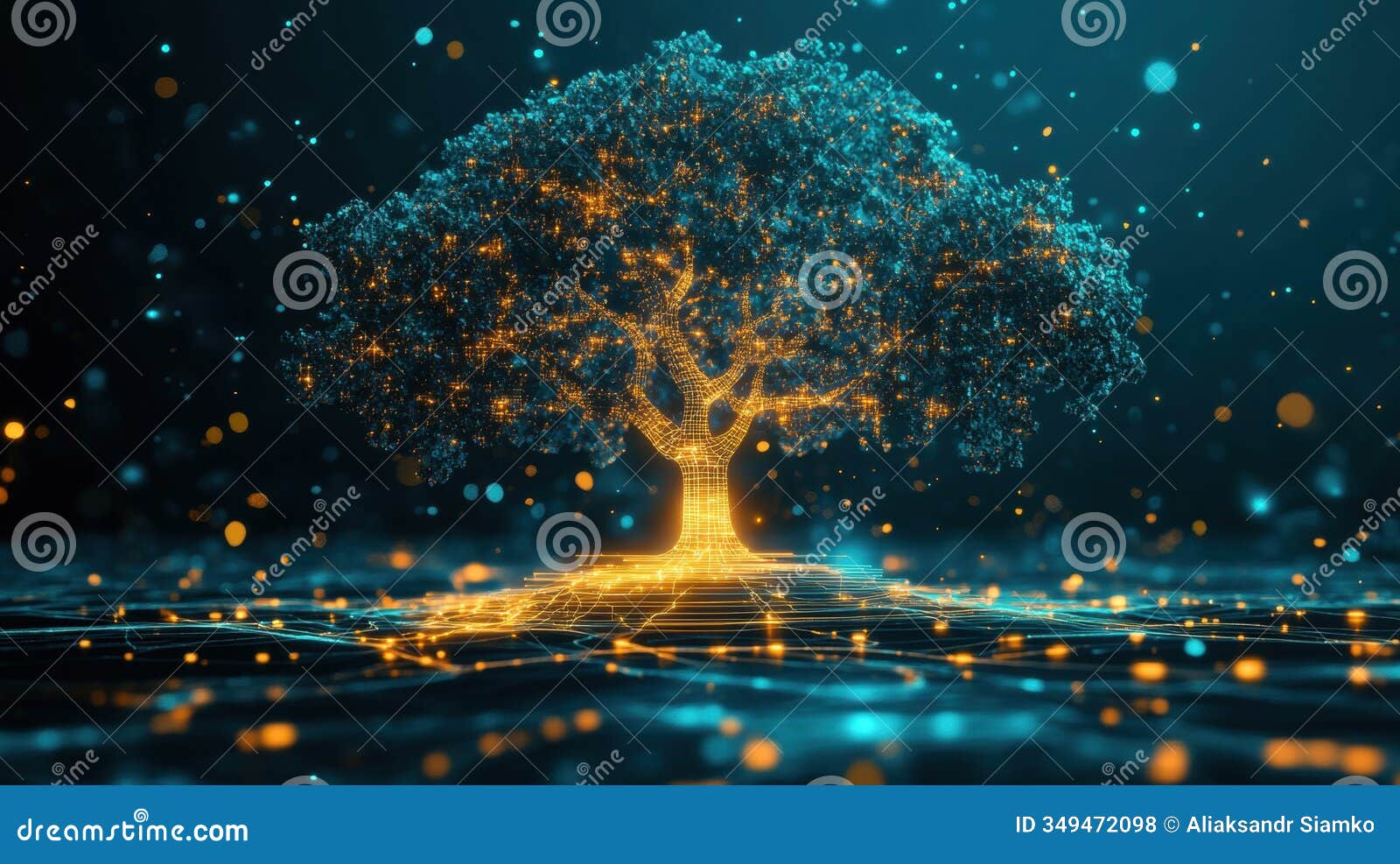 Illustration of a Digital Tree Symbolizing Growth and Technological ...