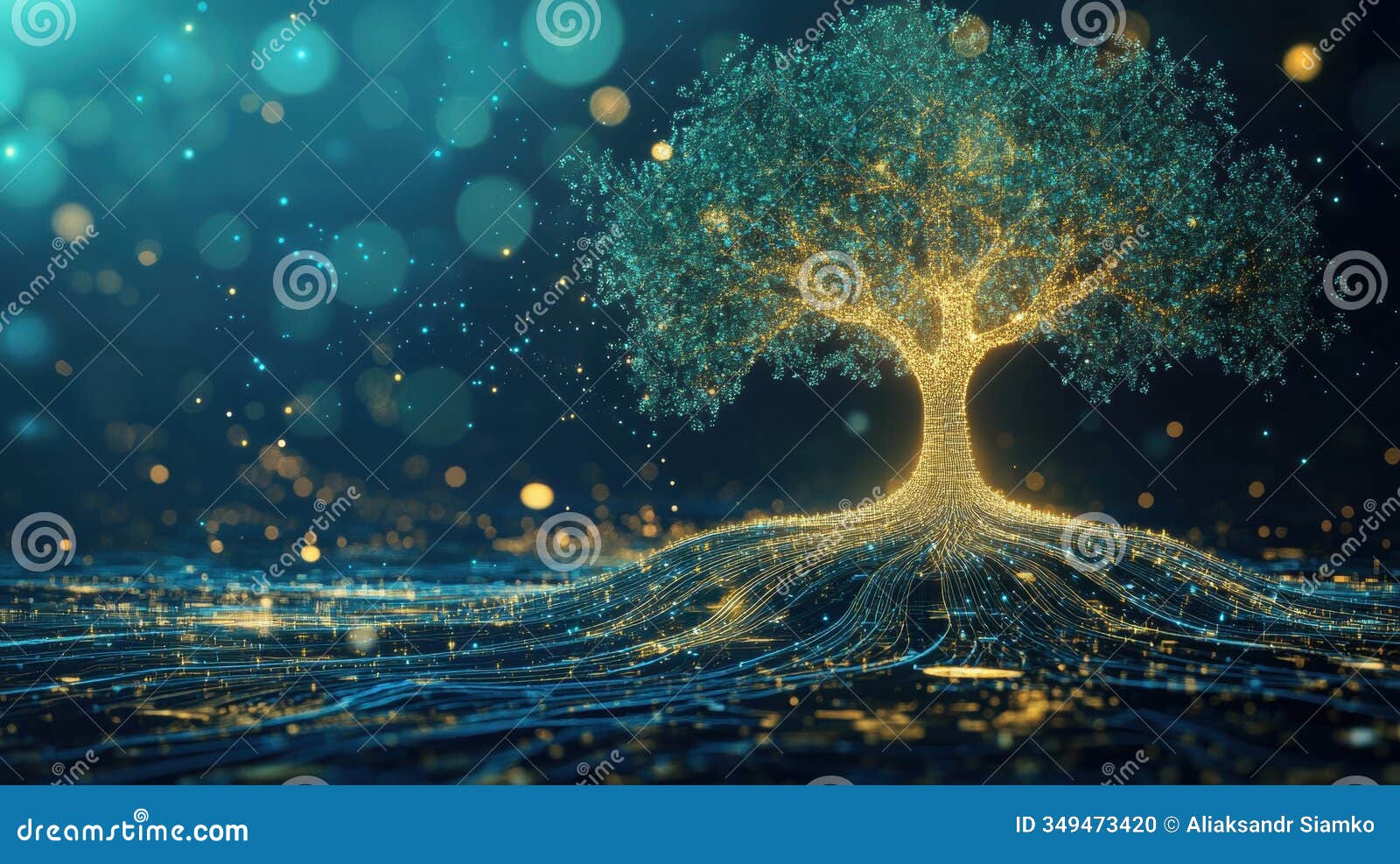 Illustration of a Digital Tree Symbolizing Growth and Technological ...