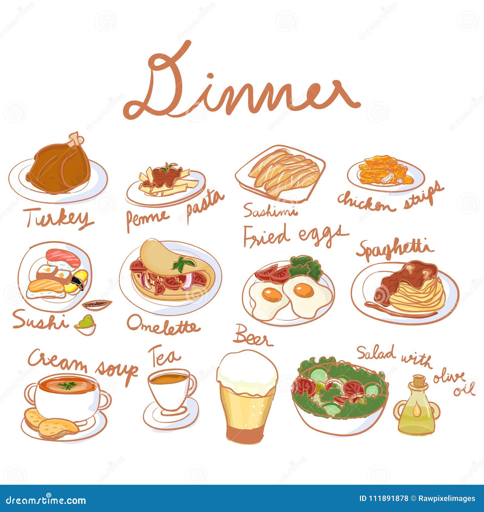 Illustration of Dinner Set Collection Stock Illustration - Illustration ...