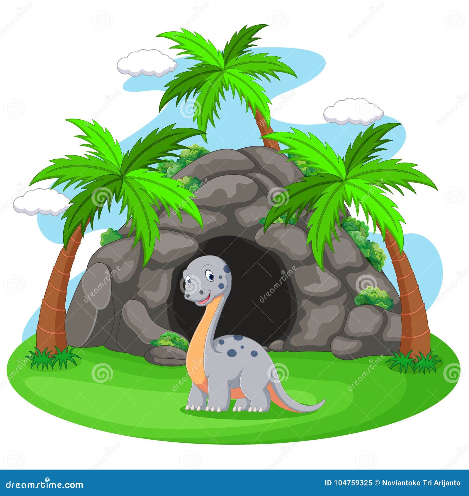 Dinosaur in Front of the Cave Stock Vector - Illustration of cave ...
