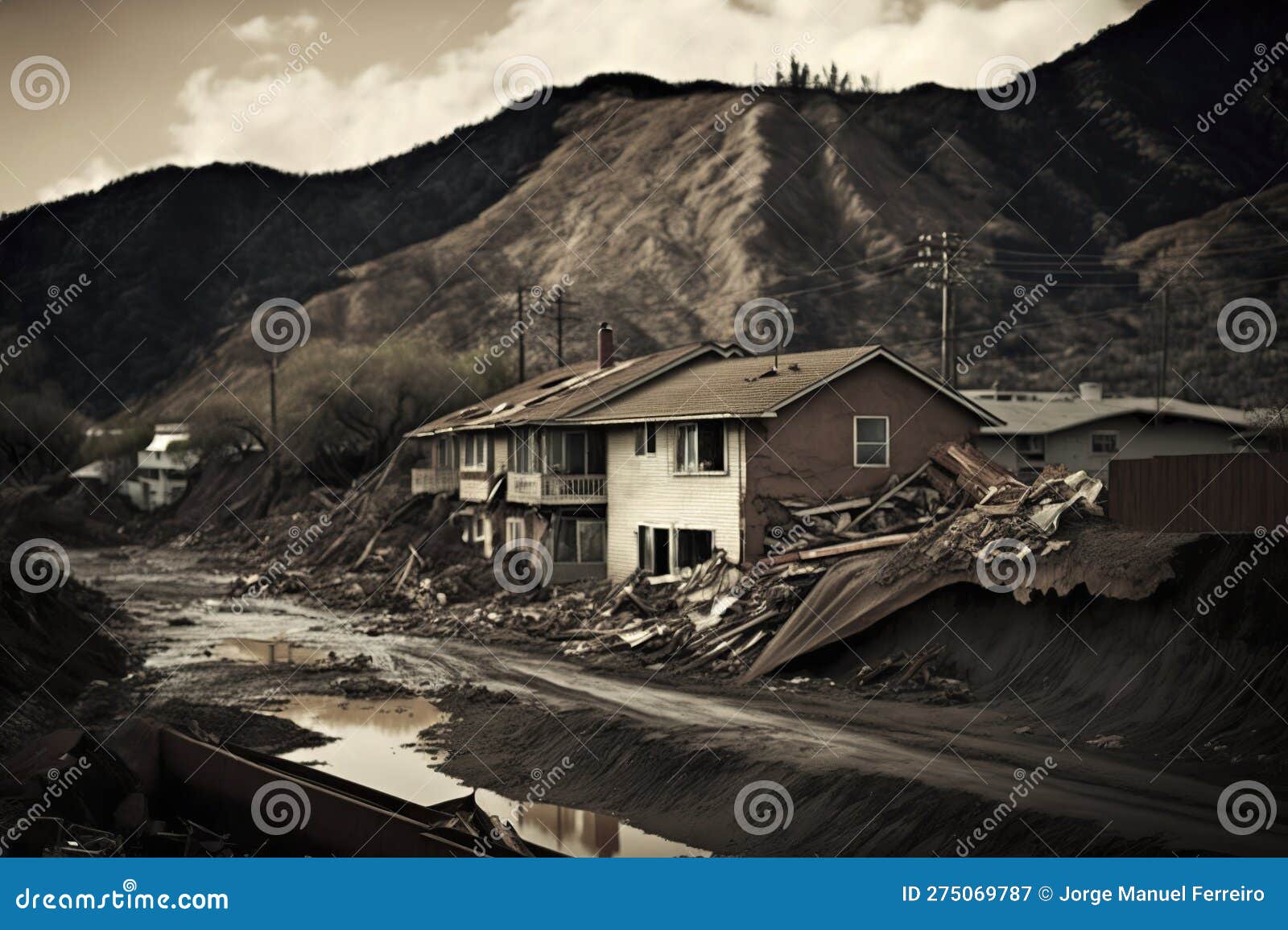 Illustration, Disasters Landslides, Generative Ai Stock Illustration ...