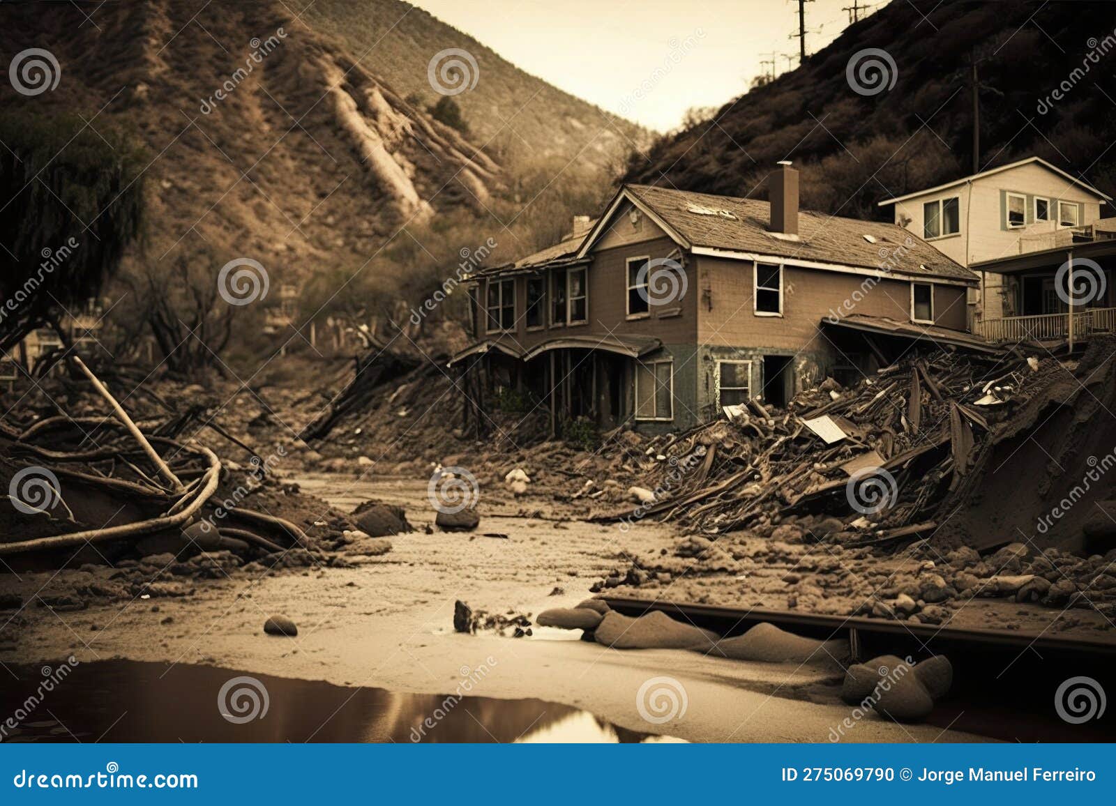 Illustration, Disasters Landslides, Generative Ai Stock Illustration ...