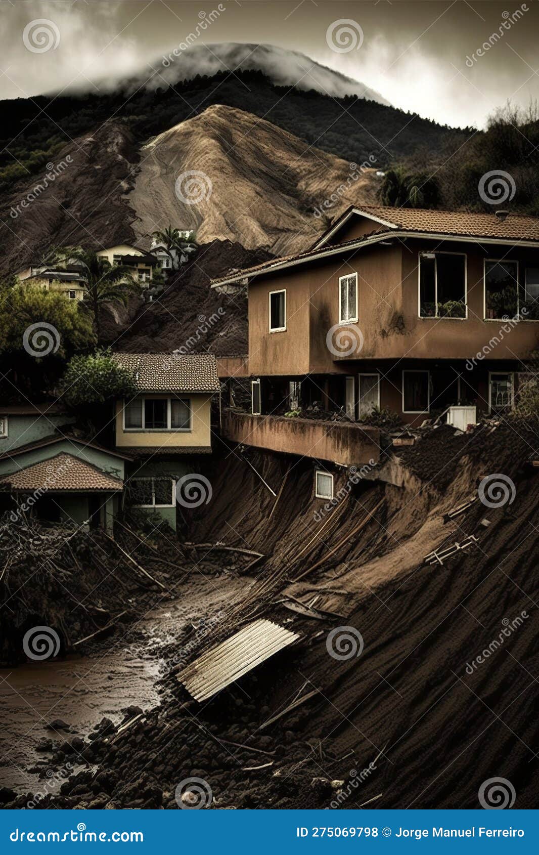 Illustration, Disasters Landslides, Generative Ai Stock Photo - Image ...