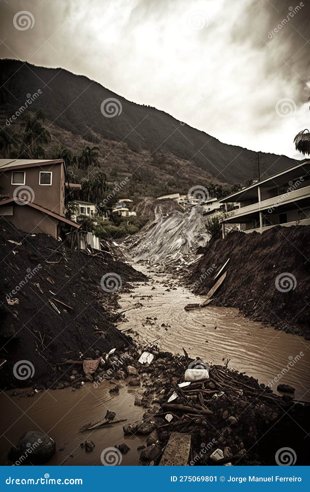 Illustration, Disasters Landslides, Generative Ai Stock Image - Image ...