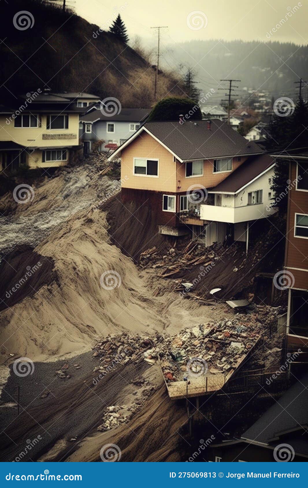 Illustration, Disasters Landslides, Generative Ai Stock Illustration ...