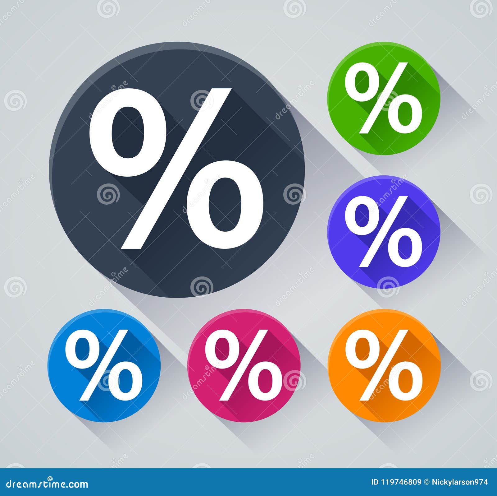 Discount Circle Icons with Shadow Stock Vector - Illustration of purple ...