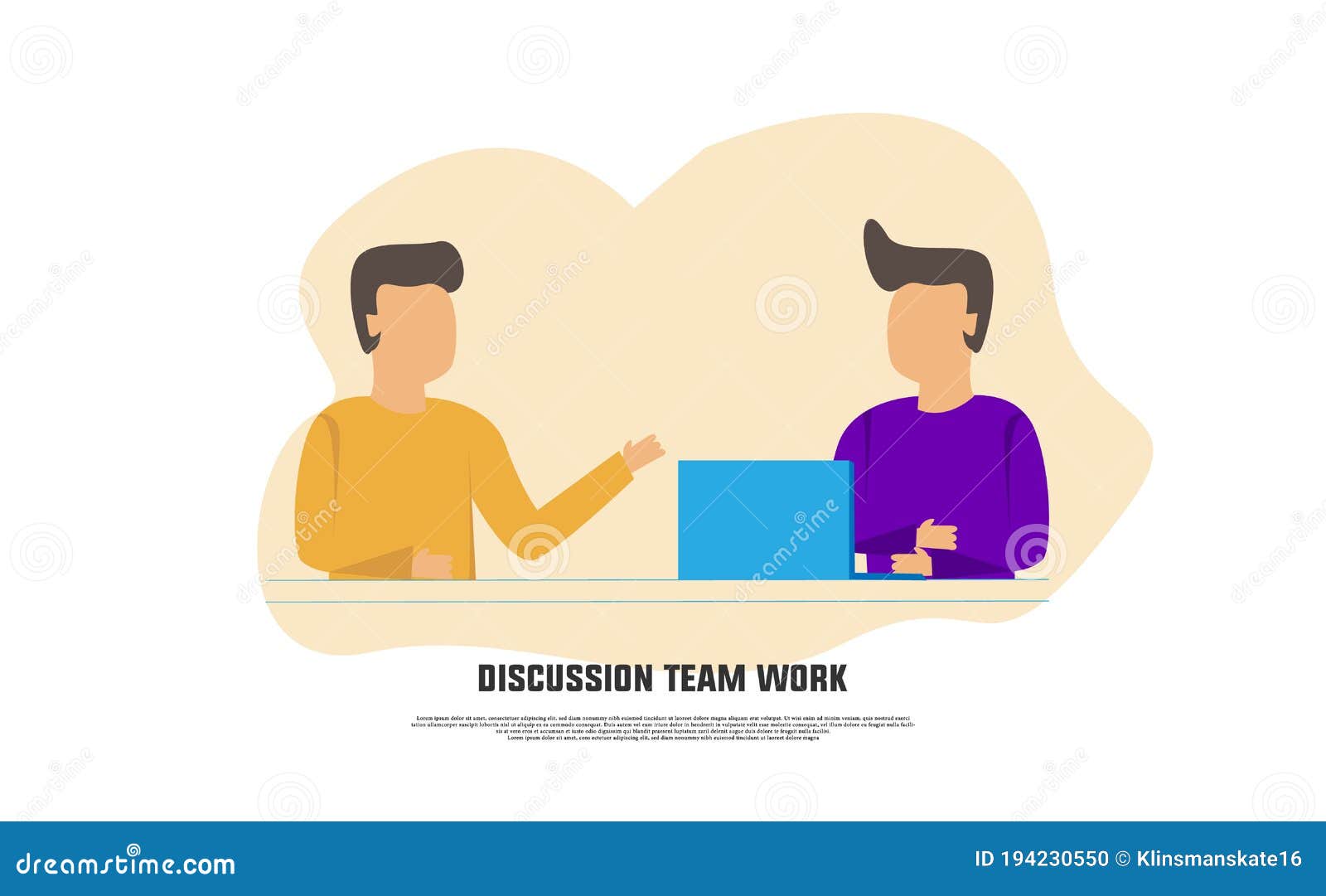 Illustration Discussion Team Work Flat Design Template Isolated on ...