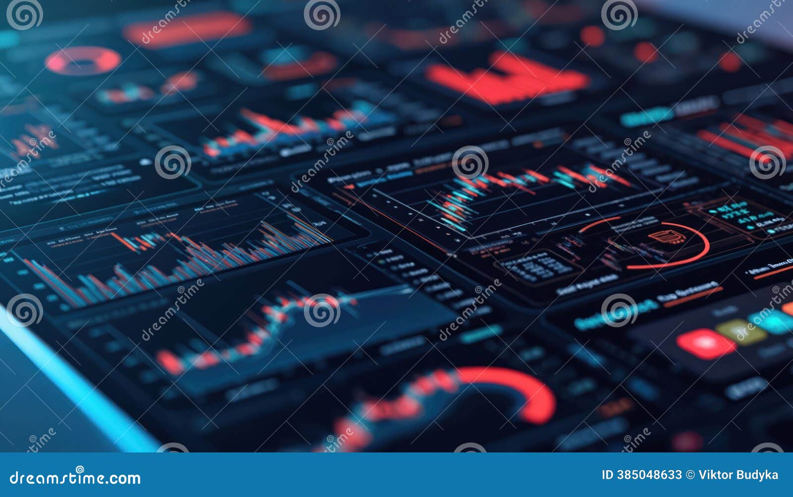 Computer Dashboard Of AI In Dark Lab Or Control Room, Futuristic ...