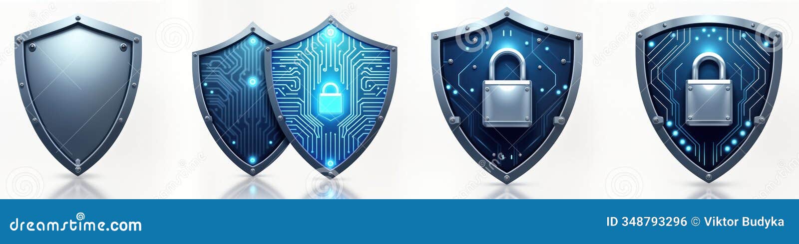 Illustration Displays Three Different Security Shields. Shield Shows ...
