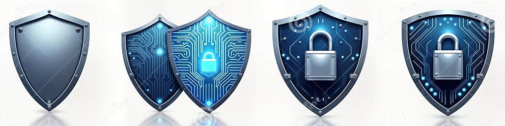 Illustration Displays Three Different Security Shields. Shield Shows ...