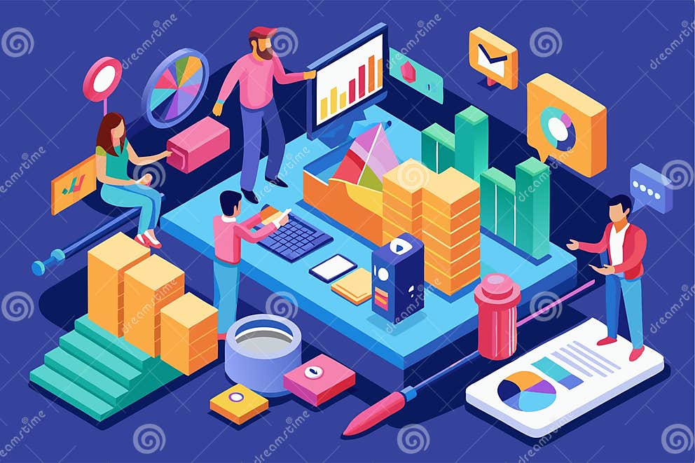 This Illustration Displays Various Characters Engaged in SEO Analytics ... This Illustration Displays Various Characters Engaged in SEO Analytics ...