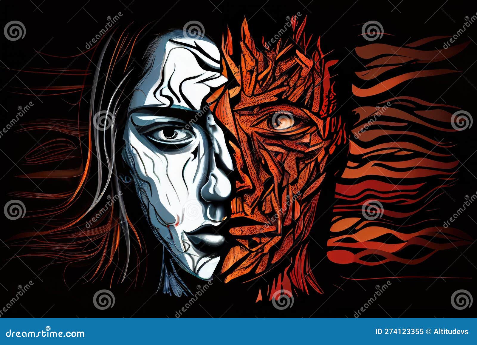 Illustration of Distorted Face and Body, Representing the Symptoms of ...