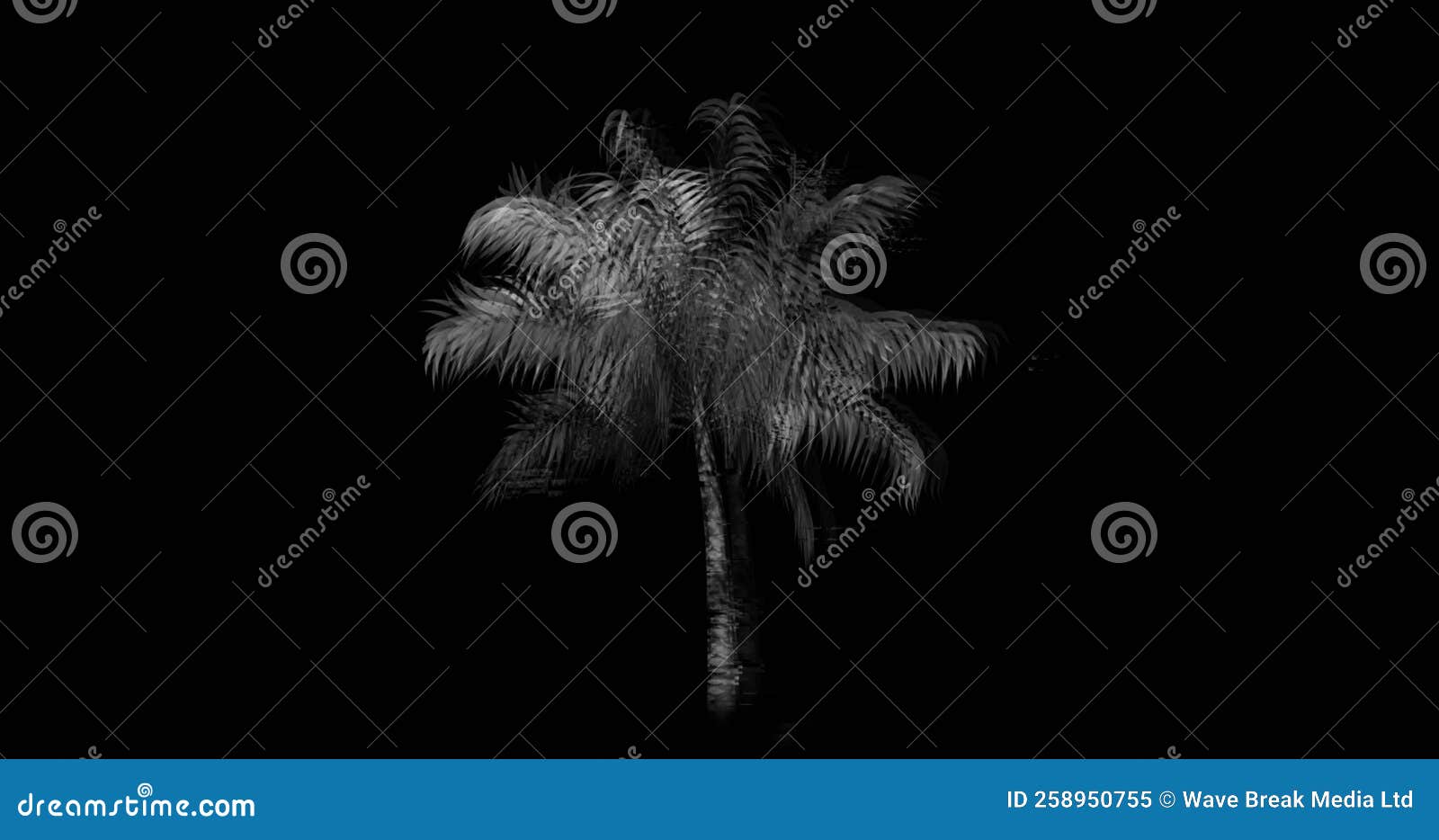Illustration of Distorted Palm Tree Isolated Against Black Background ...