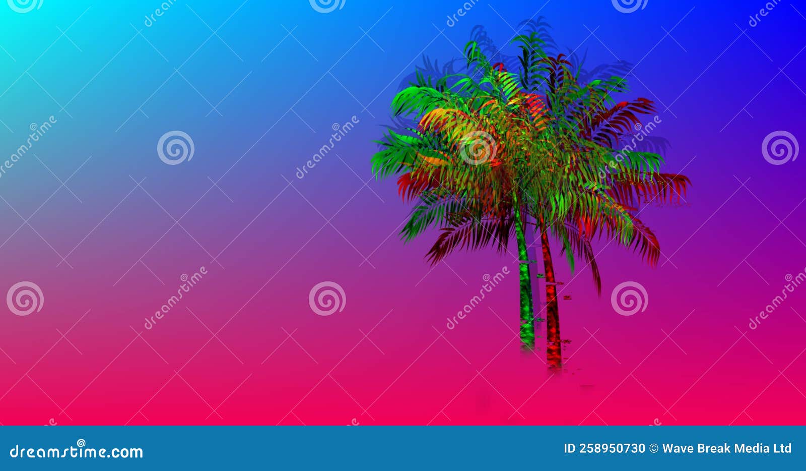 Illustration of Distorted Palm Trees Against Gradient Background, Copy ...