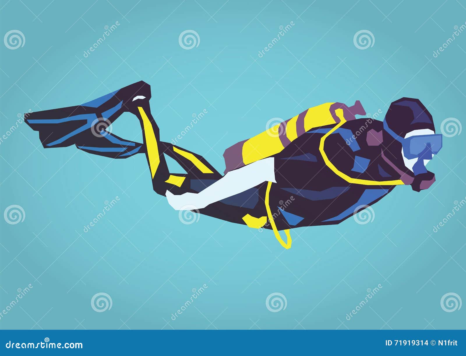 Illustration of a diver stock vector. Illustration of blue - 71919314