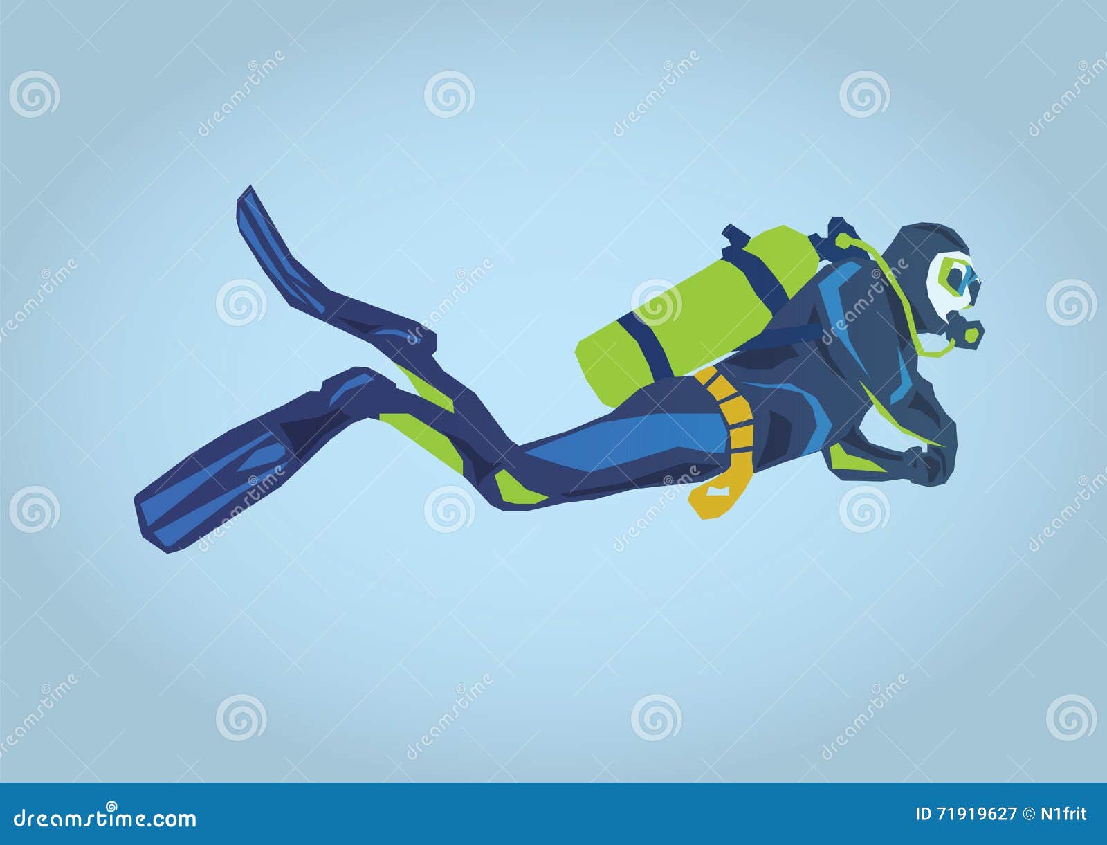 Illustration of a diver stock vector. Illustration of tourism - 71919627