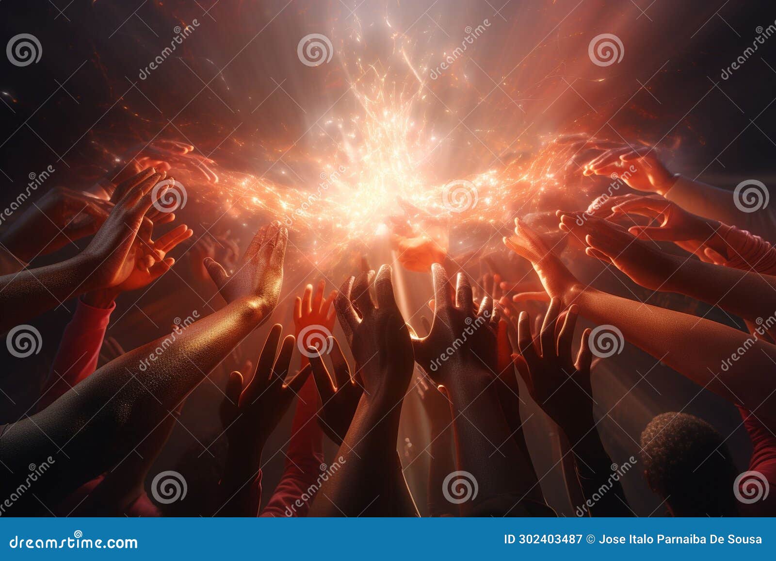 Illustration of Diverse Hands Reaching Out To Stock Illustration ...