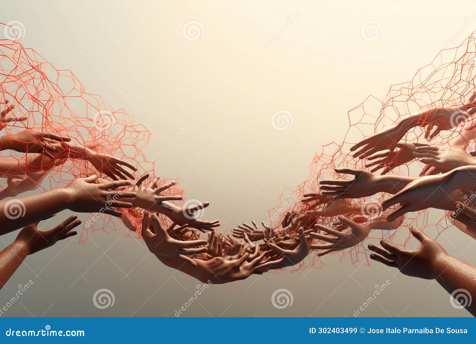 Illustration of Diverse Hands Reaching Out To Stock Illustration ...