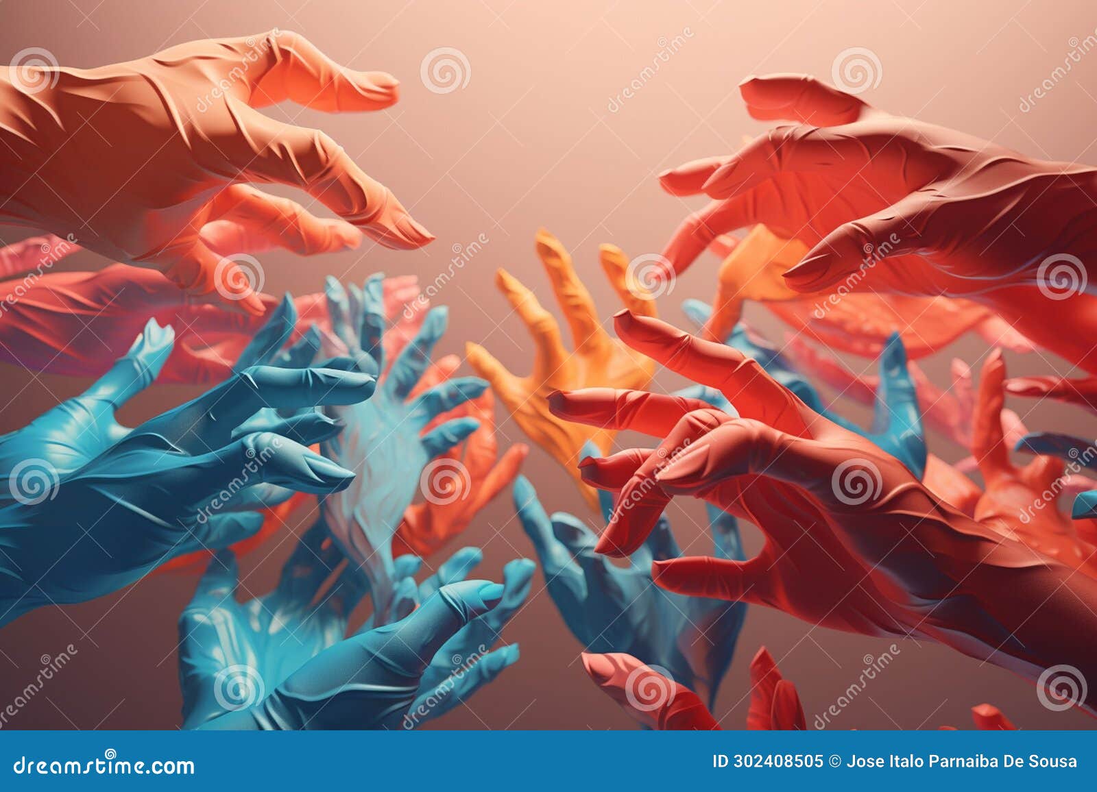 Illustration of Diverse Hands Reaching Towards a Stock Illustration ...