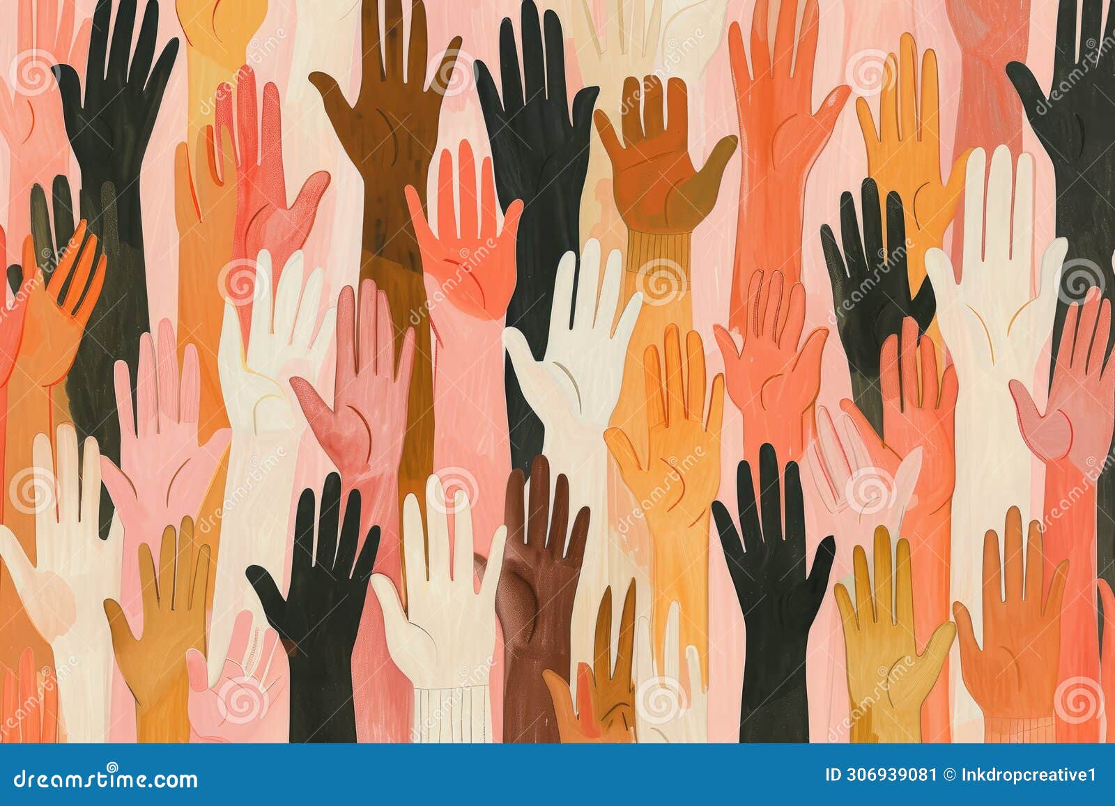 An Illustration of Diverse Hands Together Stock Image - Image of ...