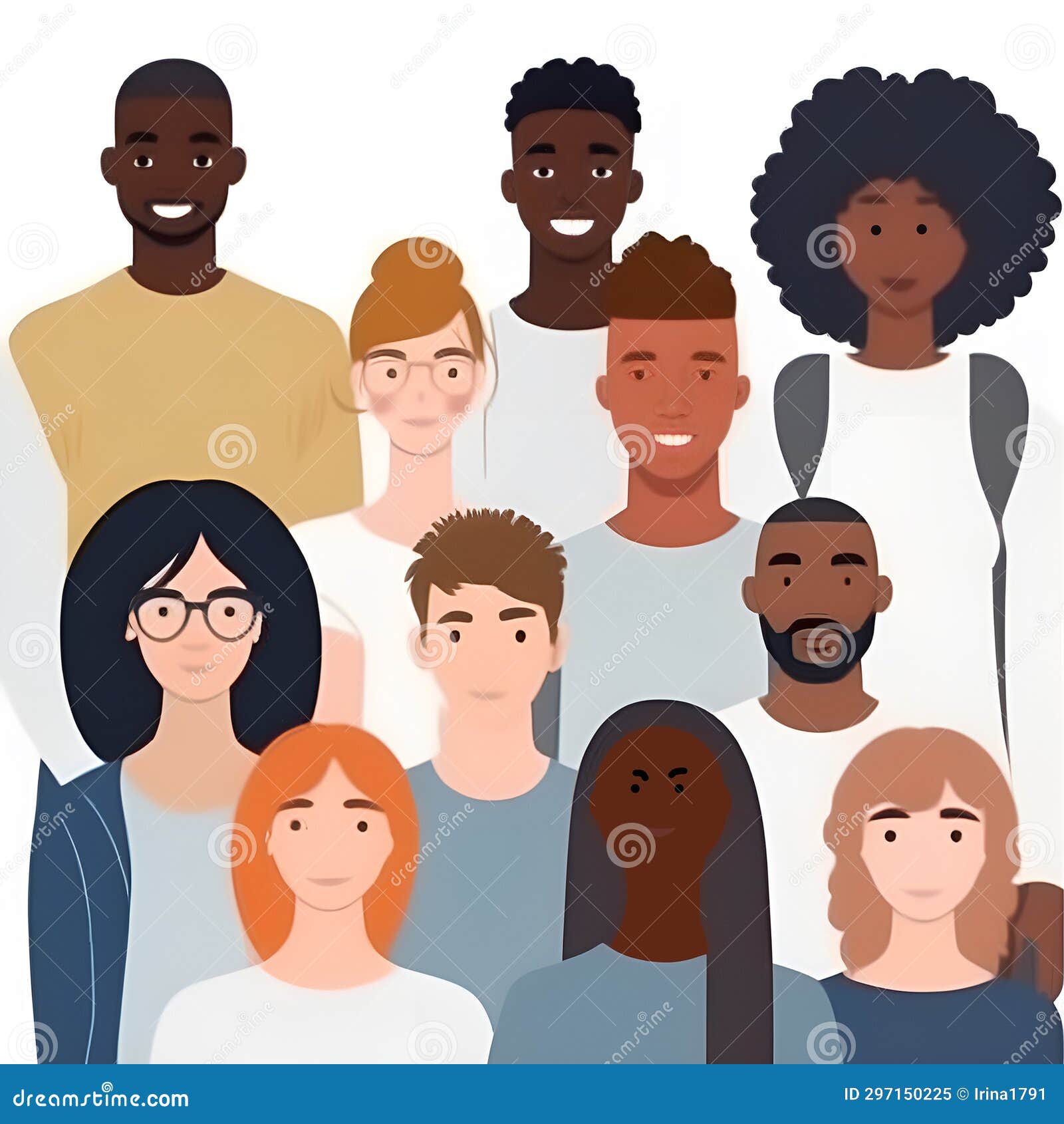 Illustration of a Diverse Multiracial Group of People Stock ...