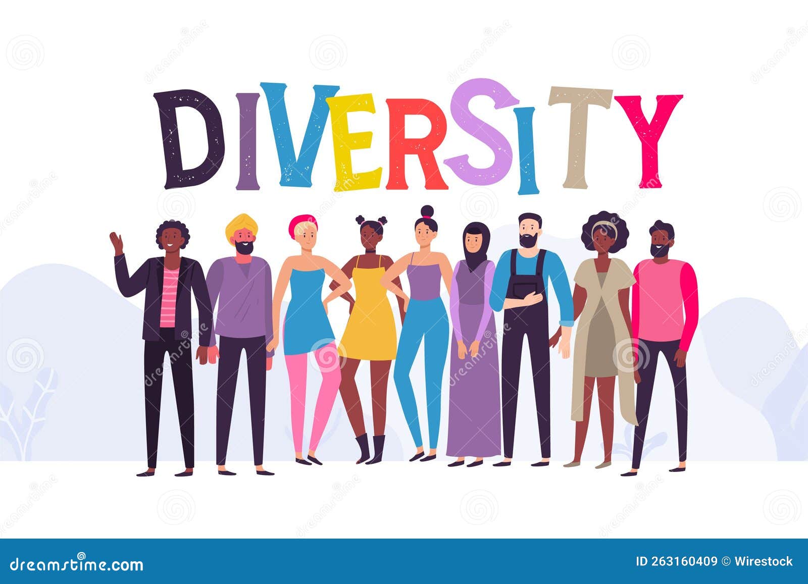 Illustration of a "DIVERSITY" Text and a Group of Different People ...