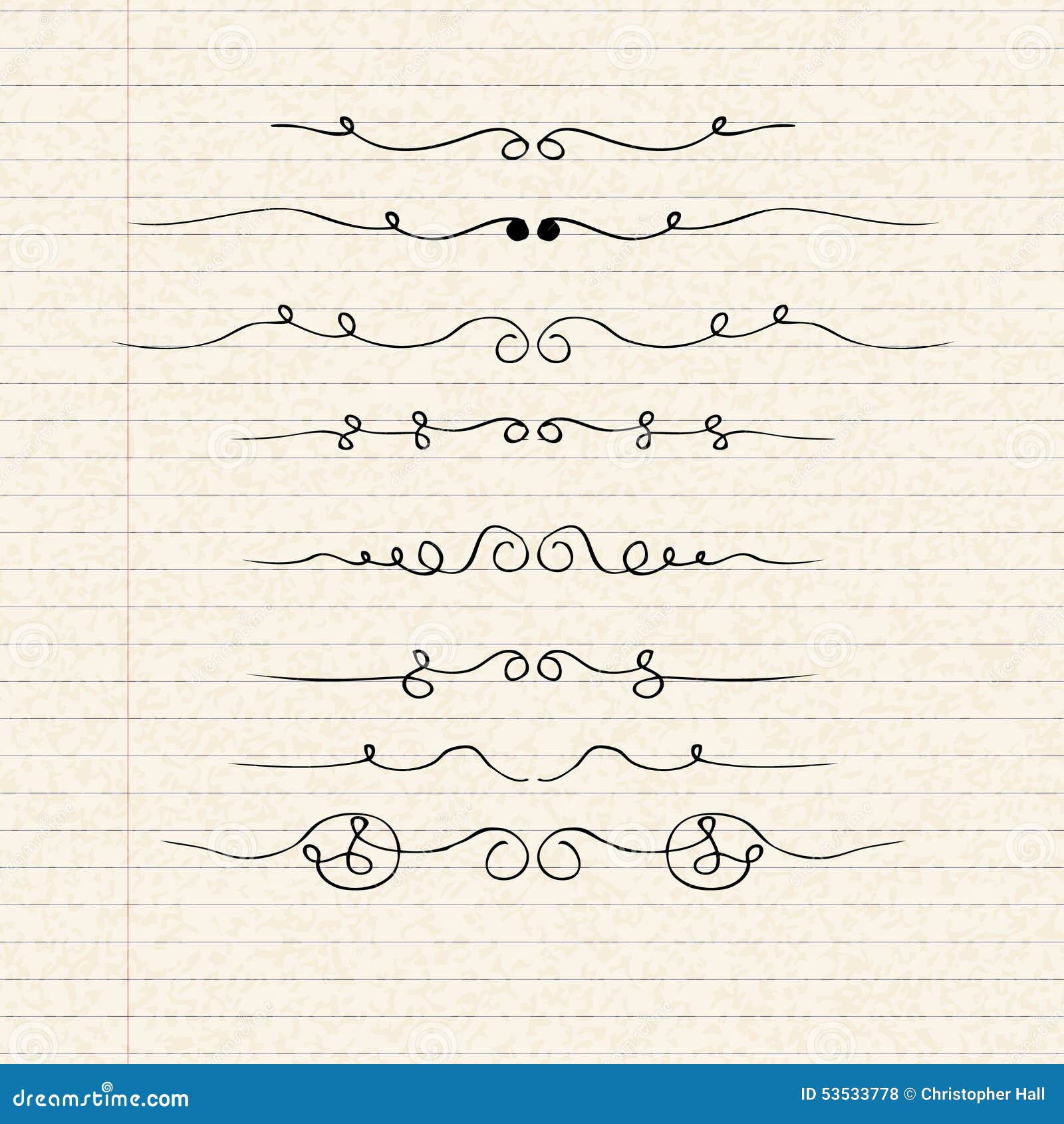 Illustration of Dividers on a Sheet of Lined Paper Stock Vector ...