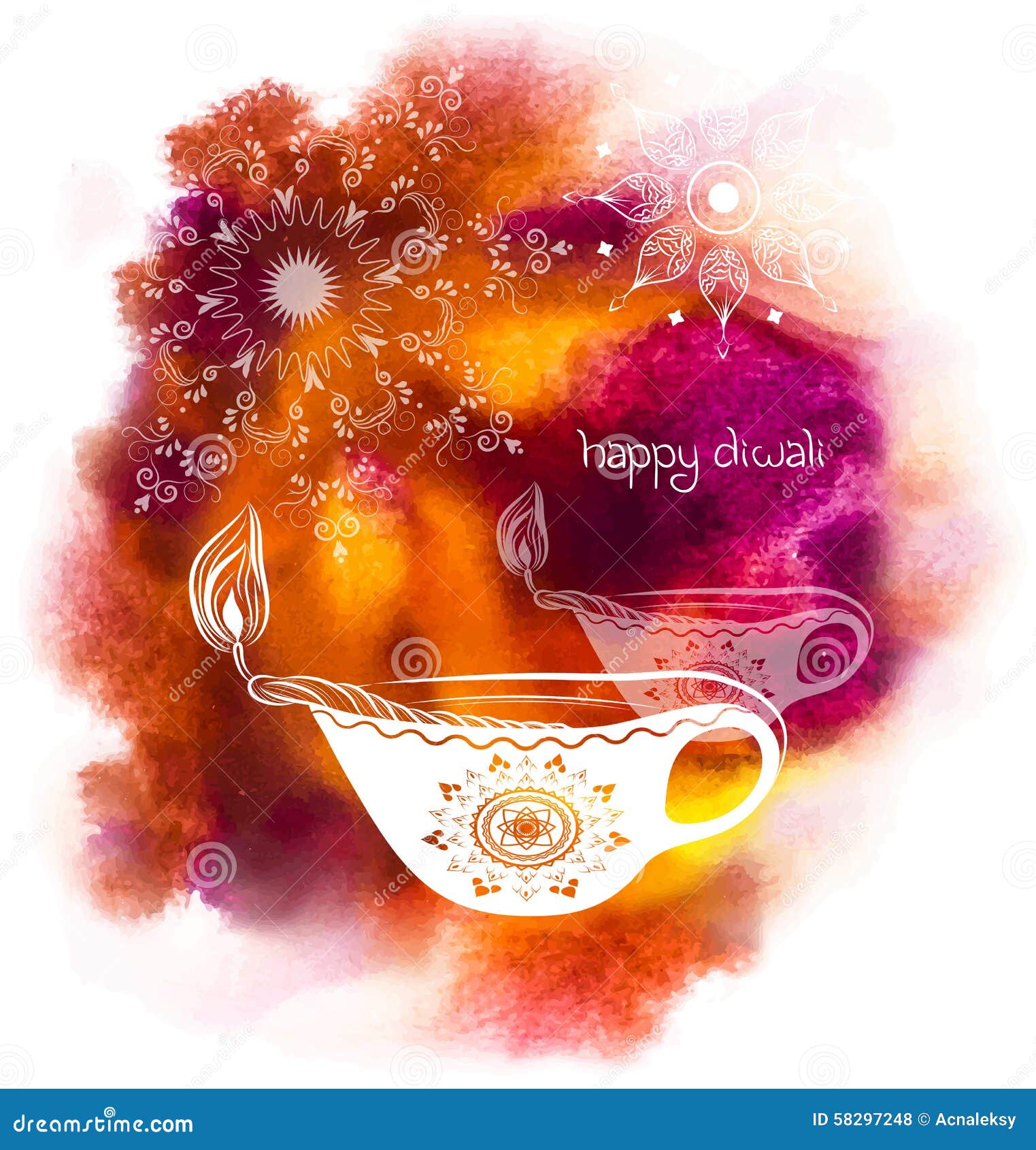 Illustration for Diwali Festival with Watercolour Background Stock ... Illustration for Diwali Festival with Watercolour Background Stock ...