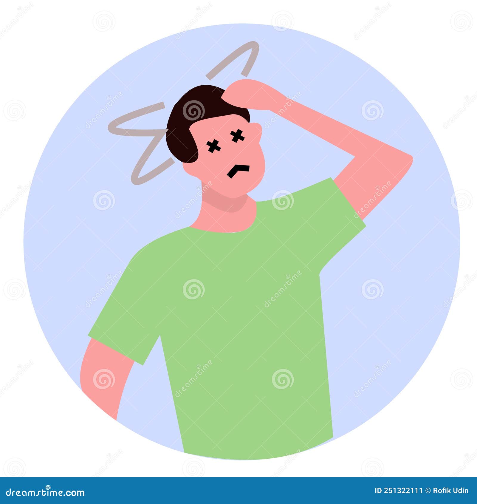 Illustration of Dizzy Man with Eye Visualization Symbolized by X Shape ...