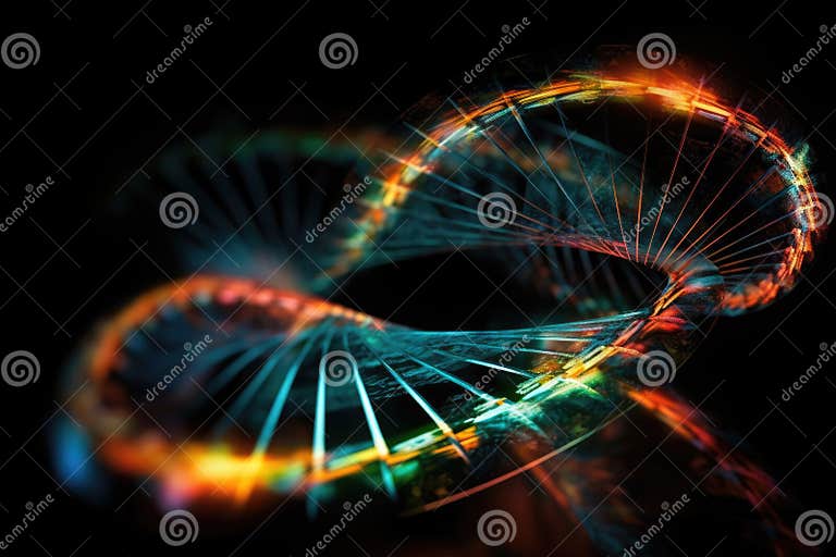 DNA Chains within a Dark Colored Liquid Medium Stock Illustration ...