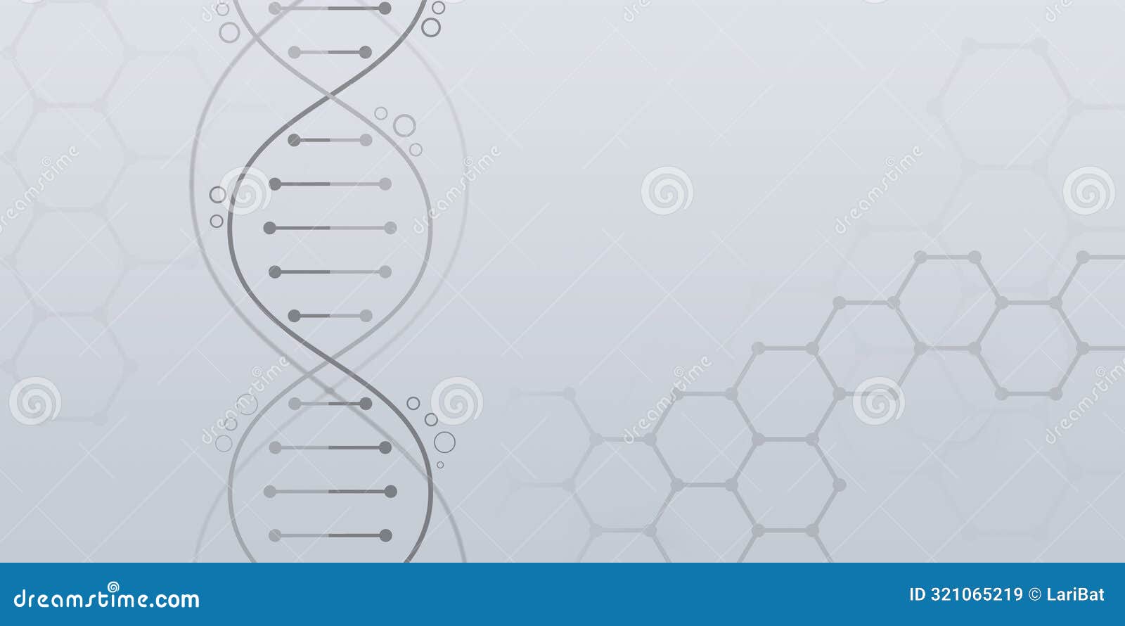 Illustration of DNA Molecule on Grey Background with Hexagonal Patterns ...