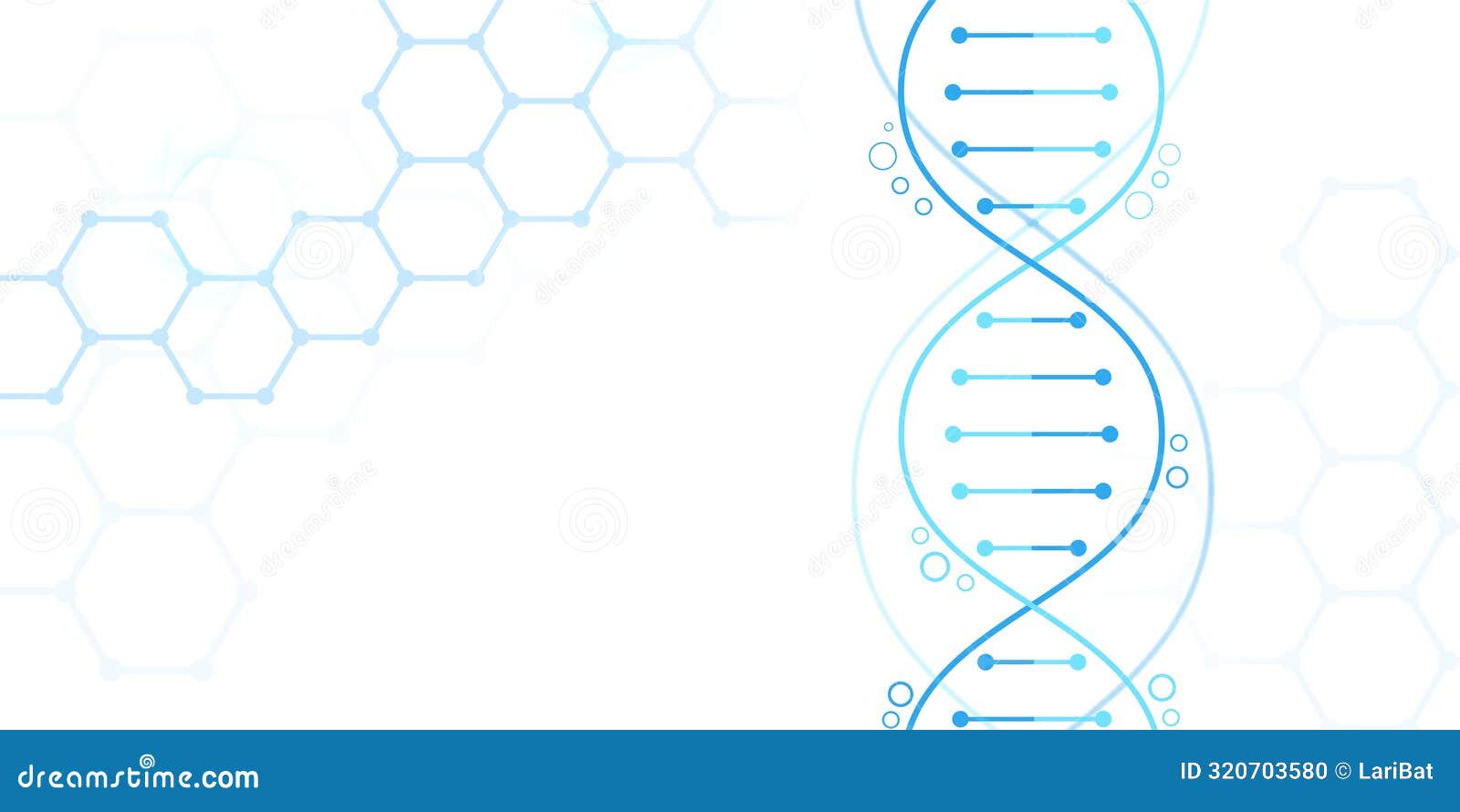 Illustration of a DNA Molecule on a White Background with Hexagonal ...