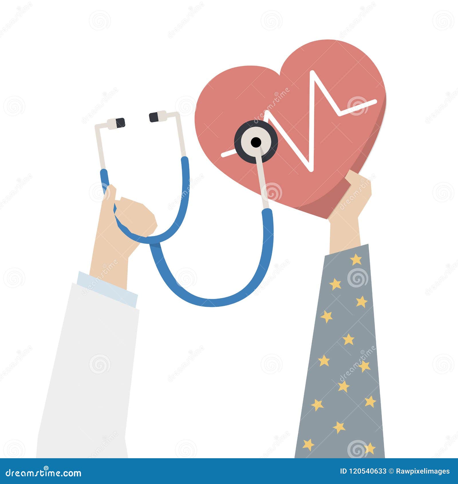Illustration of Doctor Checking Patient`s Heart Stock Vector ...