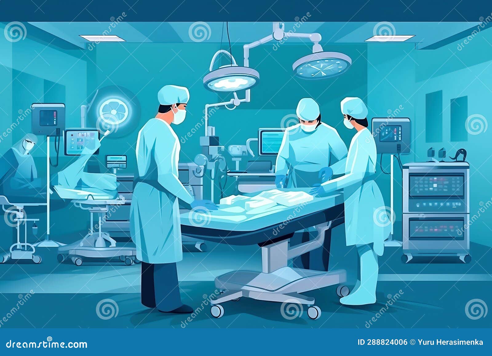 Illustration of Doctors Surgeons Performing Preparation for Surgery in ...