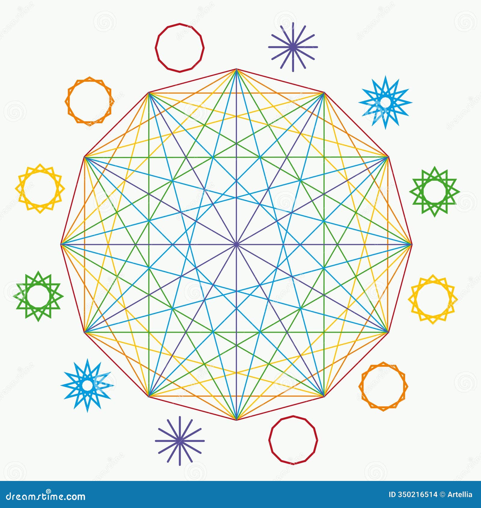 Illustration Dodecagon Colors Rainbow Sacred Geometry Circle Light ...