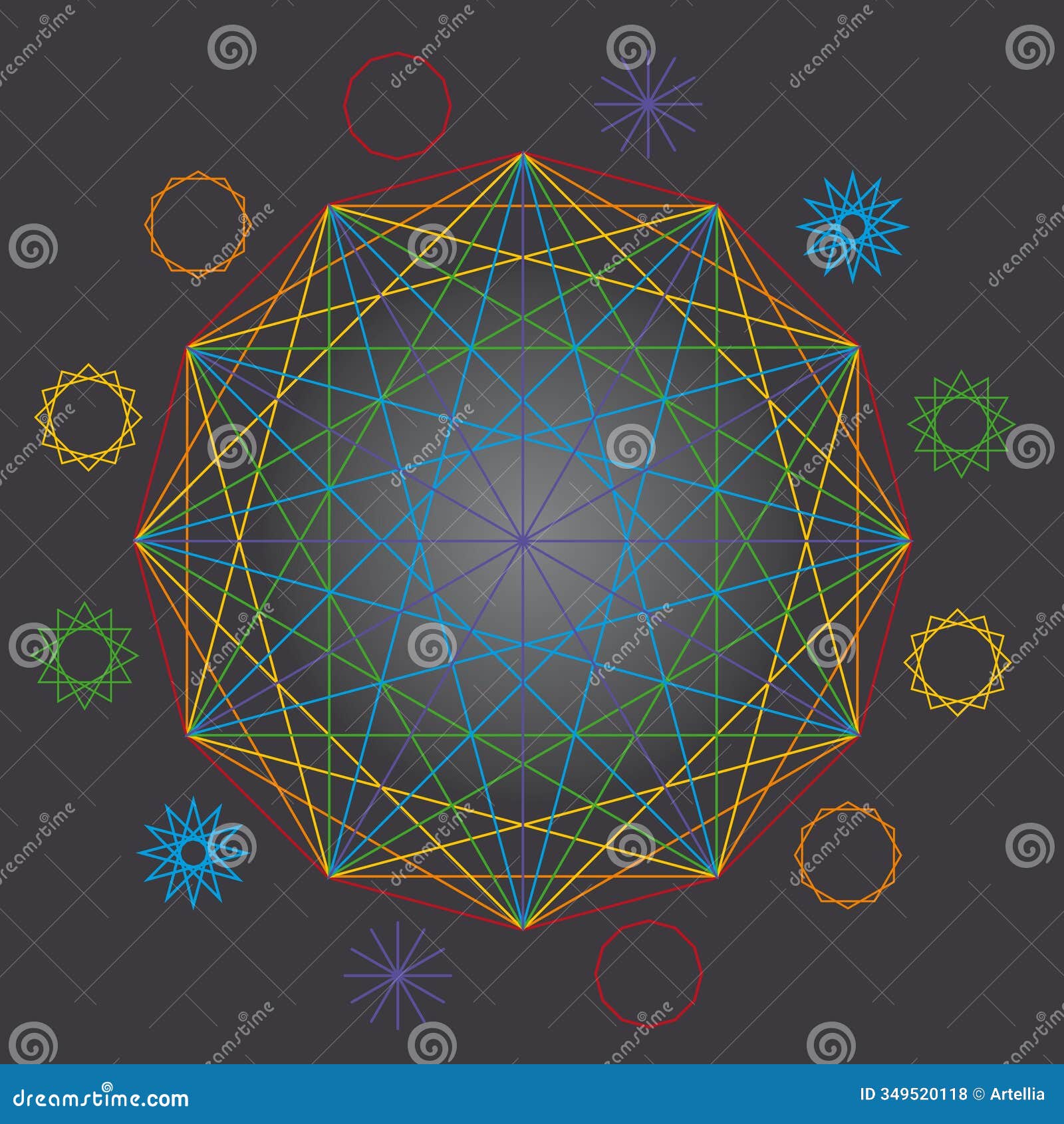 Illustration Dodecagon Colors Rainbow Sacred Geometry Circle Light ...