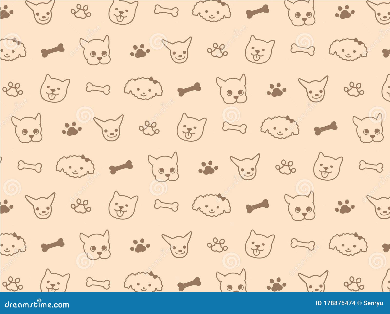 Dog pattern stock vector. Illustration of vector, pretty - 178875474