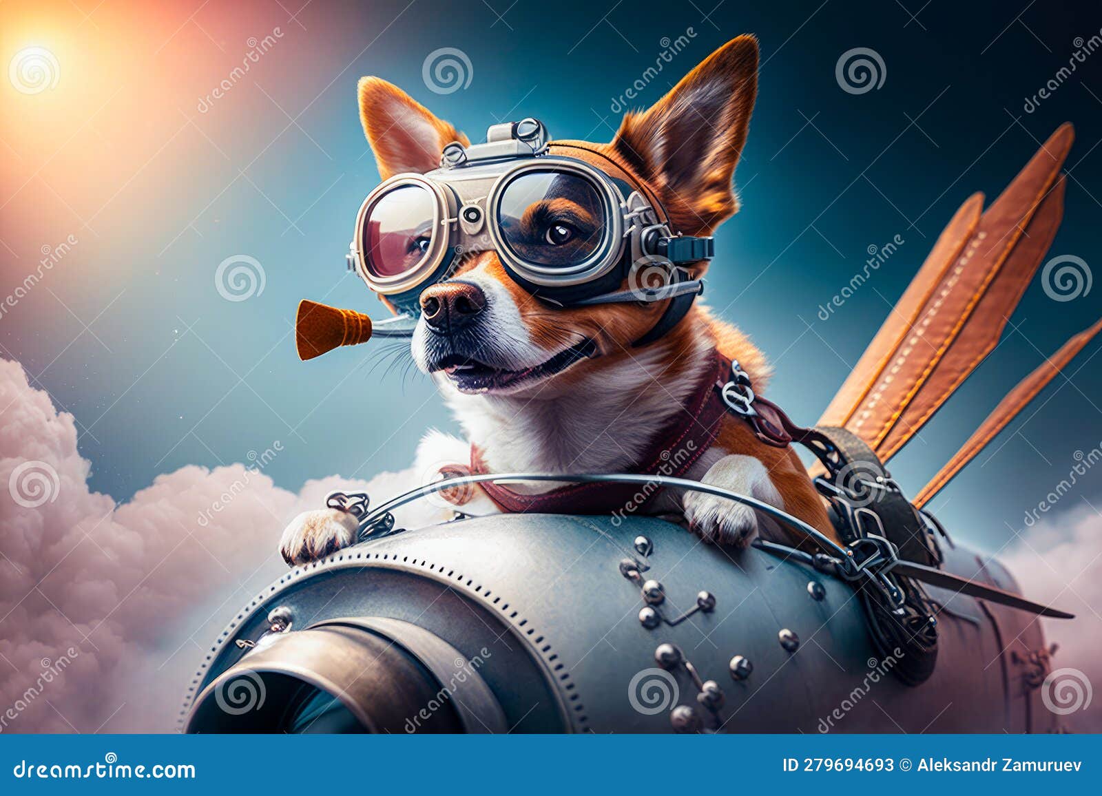Illustration of Dog Pilot in Fighter Plane. Dog Pilot in Aviator ...
