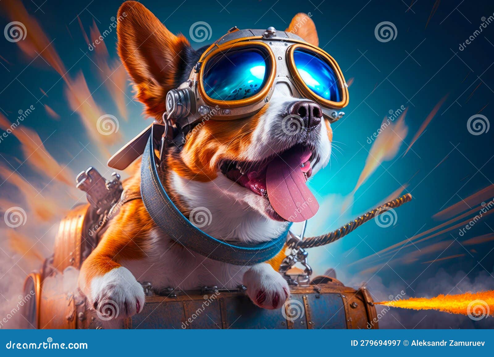 Illustration of Dog Pilot in Fighter Plane. Dog Pilot in Aviator ...