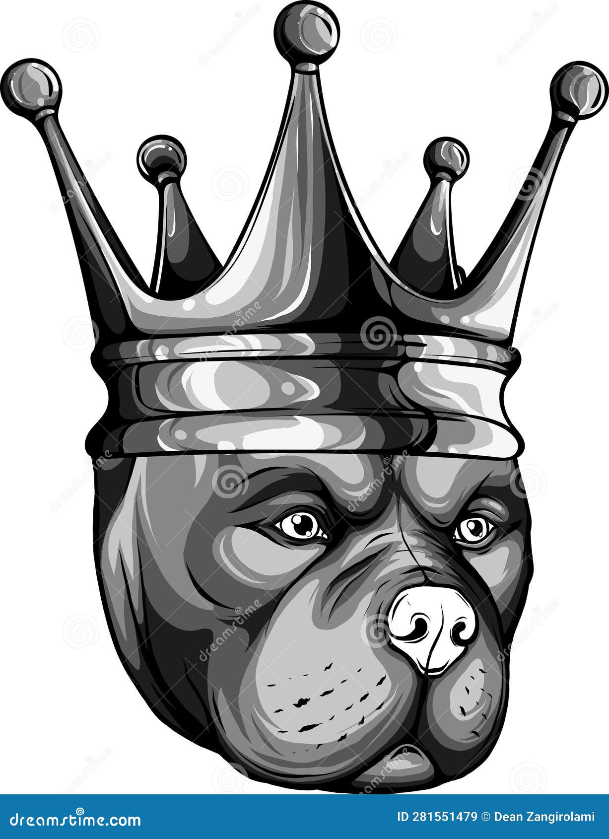 King Pitbull Dog Cartoon Character Vector Logo | CartoonDealer.com ...