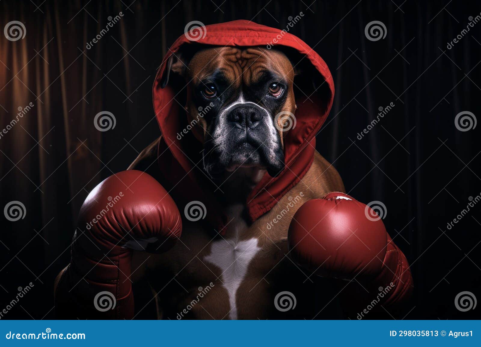 Illustration of a Dog Wearing Boxing Gloves. Generative AI Stock ...