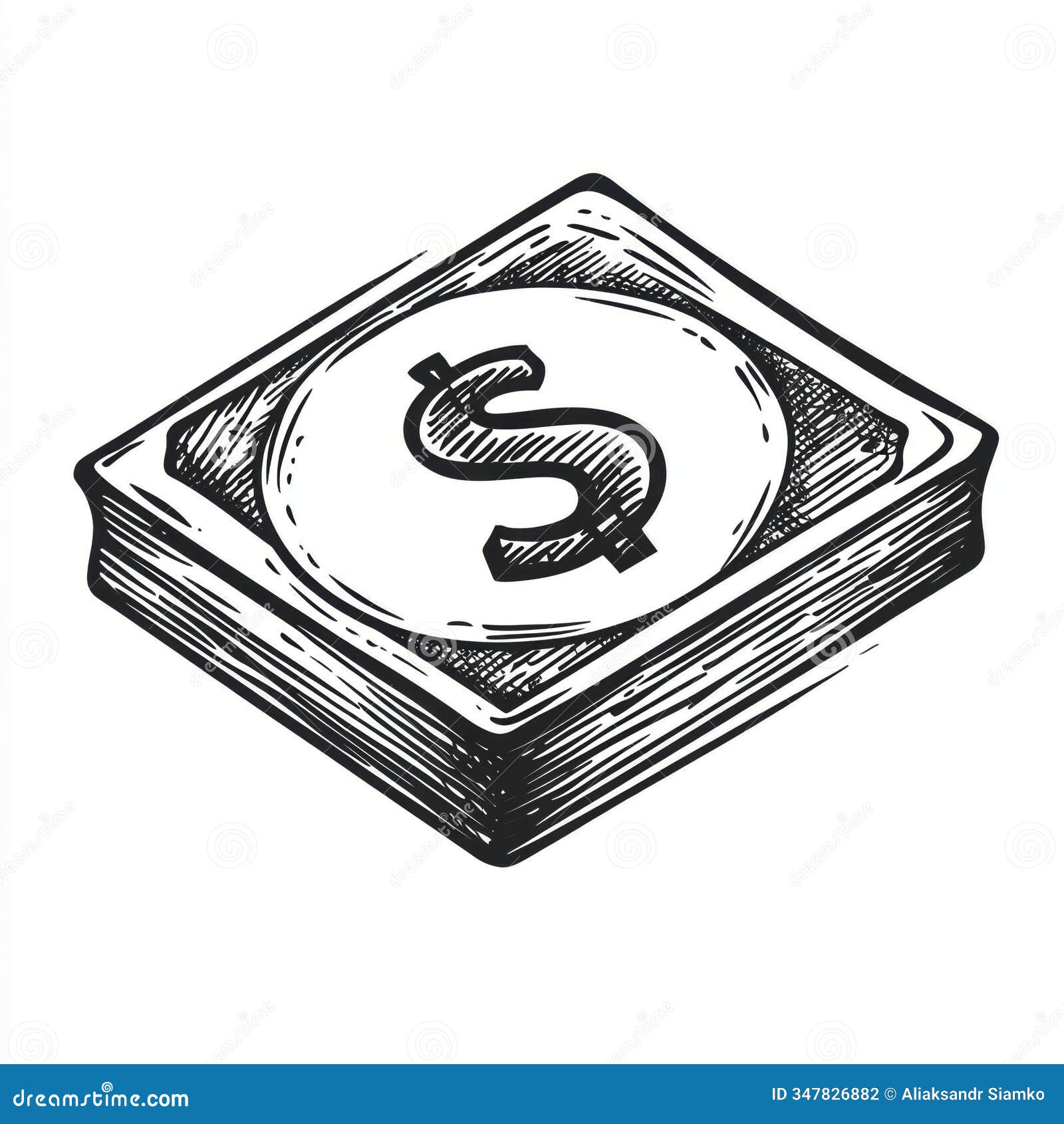 Illustration of a Dollar Sign on a Stylized Money Block Stock ...